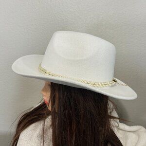 Accessories | Nwot White Cowboy Hat Wgold Sequin Rope Hat Band Sku 14 ...